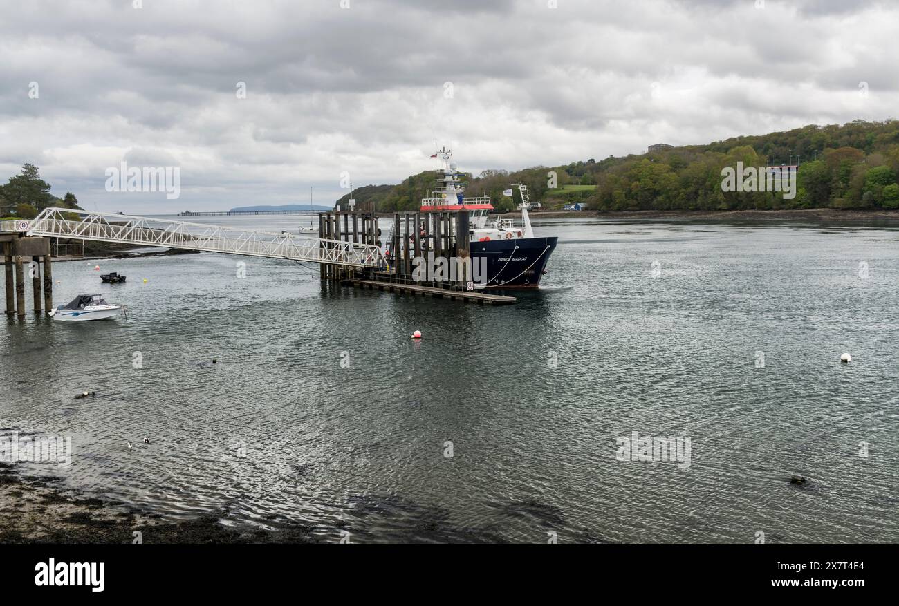The Prince Madog research vessel docked on the Menai Strait, Anglesey ...