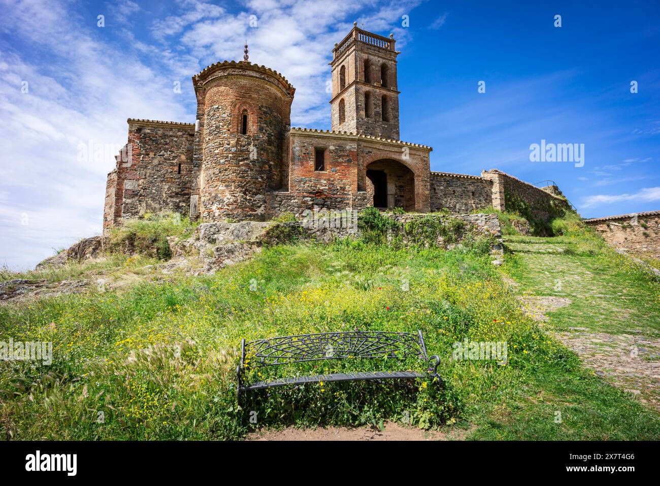 Almonaster castle, on the remains of a 6th century Visigothic basilica ...