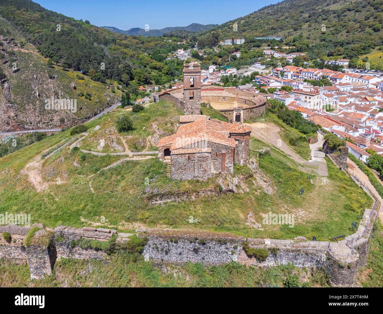 Almonaster castle, on the remains of a 6th century Visigothic basilica ...