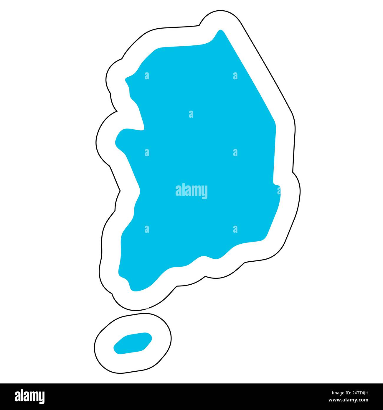 South Korea country silhouette. High detailed map. Solid blue vector ...