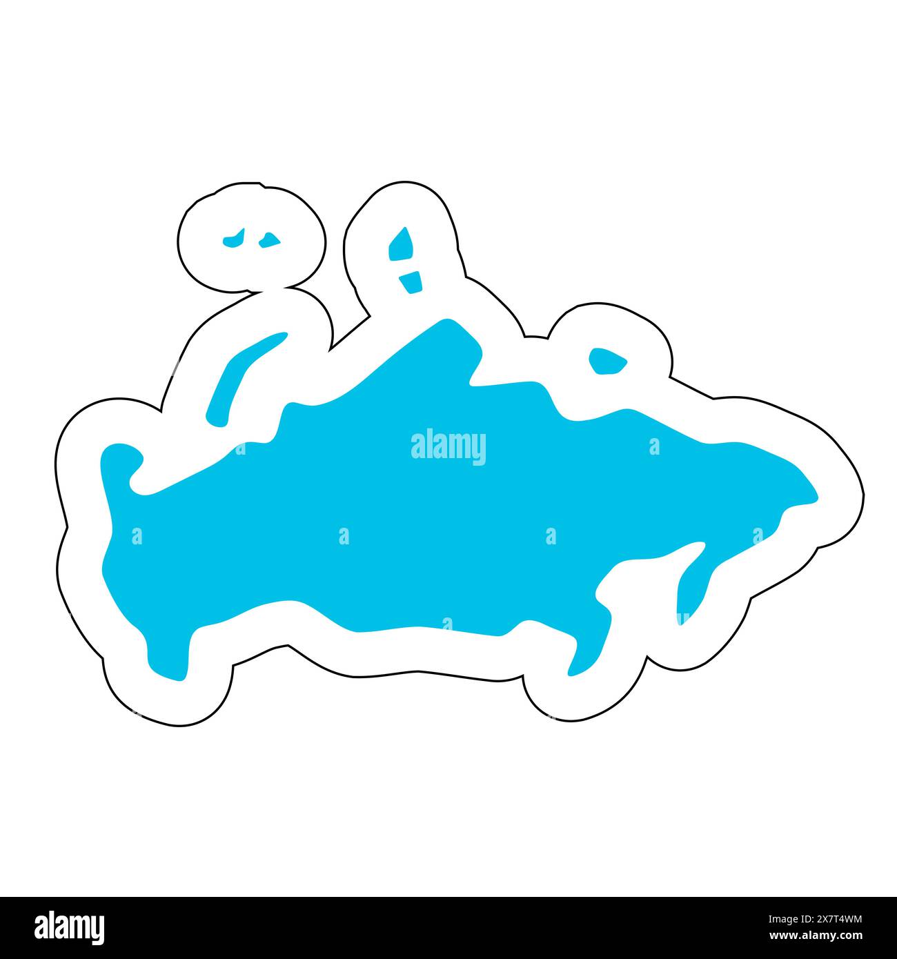 Russia country silhouette. High detailed map. Solid blue vector sticker ...