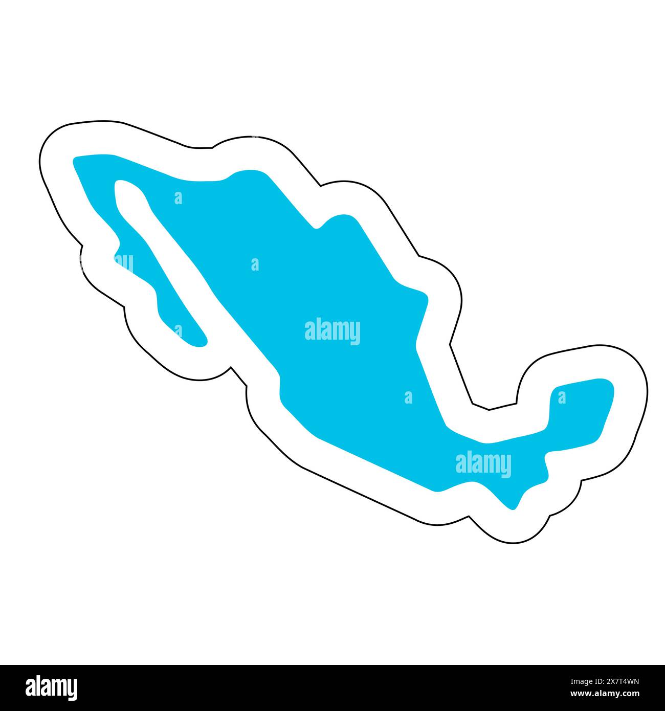 Mexico country silhouette. High detailed map. Solid blue vector sticker ...