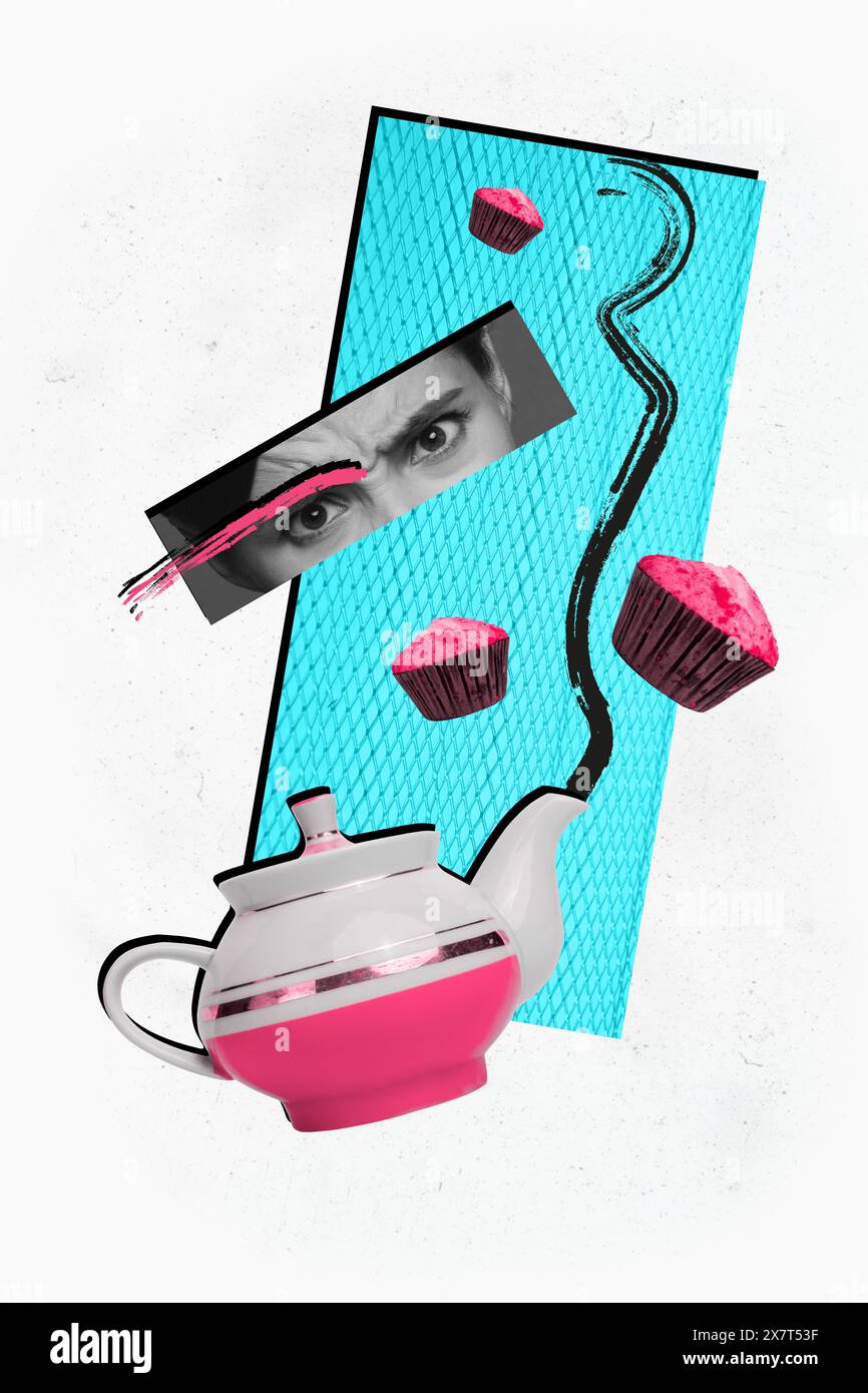 Composite trend artwork sketch image photo collage of young abstract ...