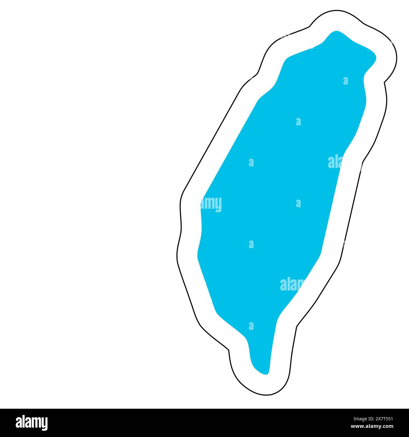 Taiwan country silhouette. High detailed map. Solid blue vector sticker ...