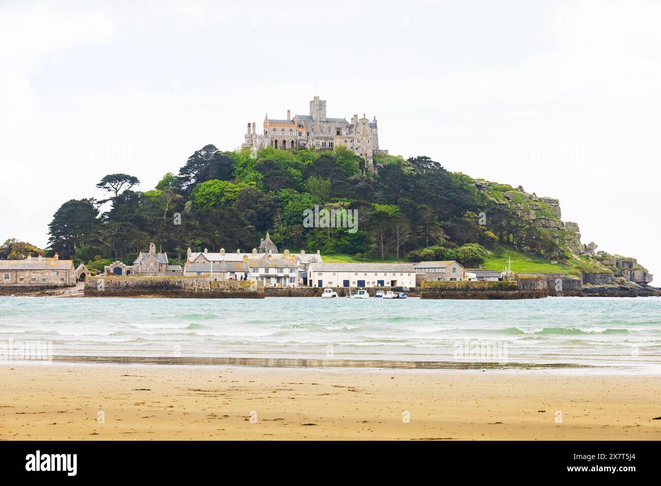 St Michael's Mount from the beach, Marazion, Cornwall, West Country ...