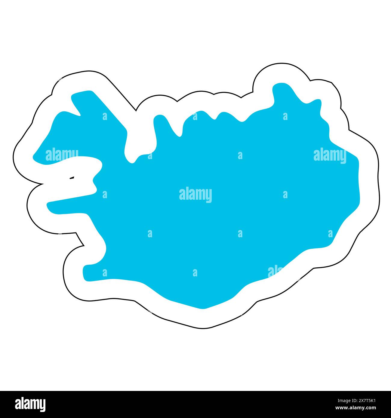 Iceland country silhouette. High detailed map. Solid blue vector ...