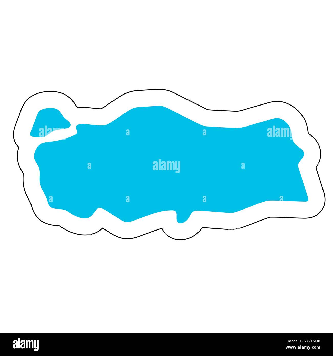 Turkey country silhouette. High detailed map. Solid blue vector sticker ...