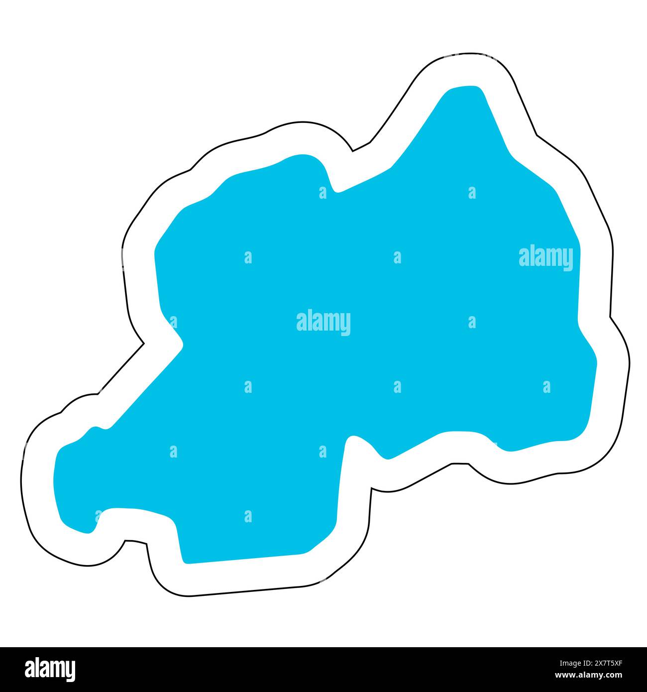 Rwanda country silhouette. High detailed map. Solid blue vector sticker ...