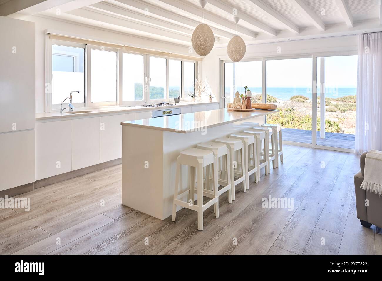 Interior Shot Showing Kitchen And Counter In Beautiful Sea Front ...
