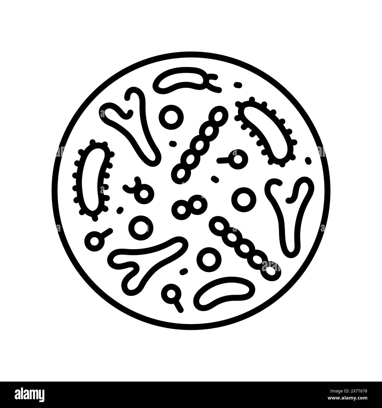 Gut microbiome line black icon. Intestine microbiota. Sign for web page ...