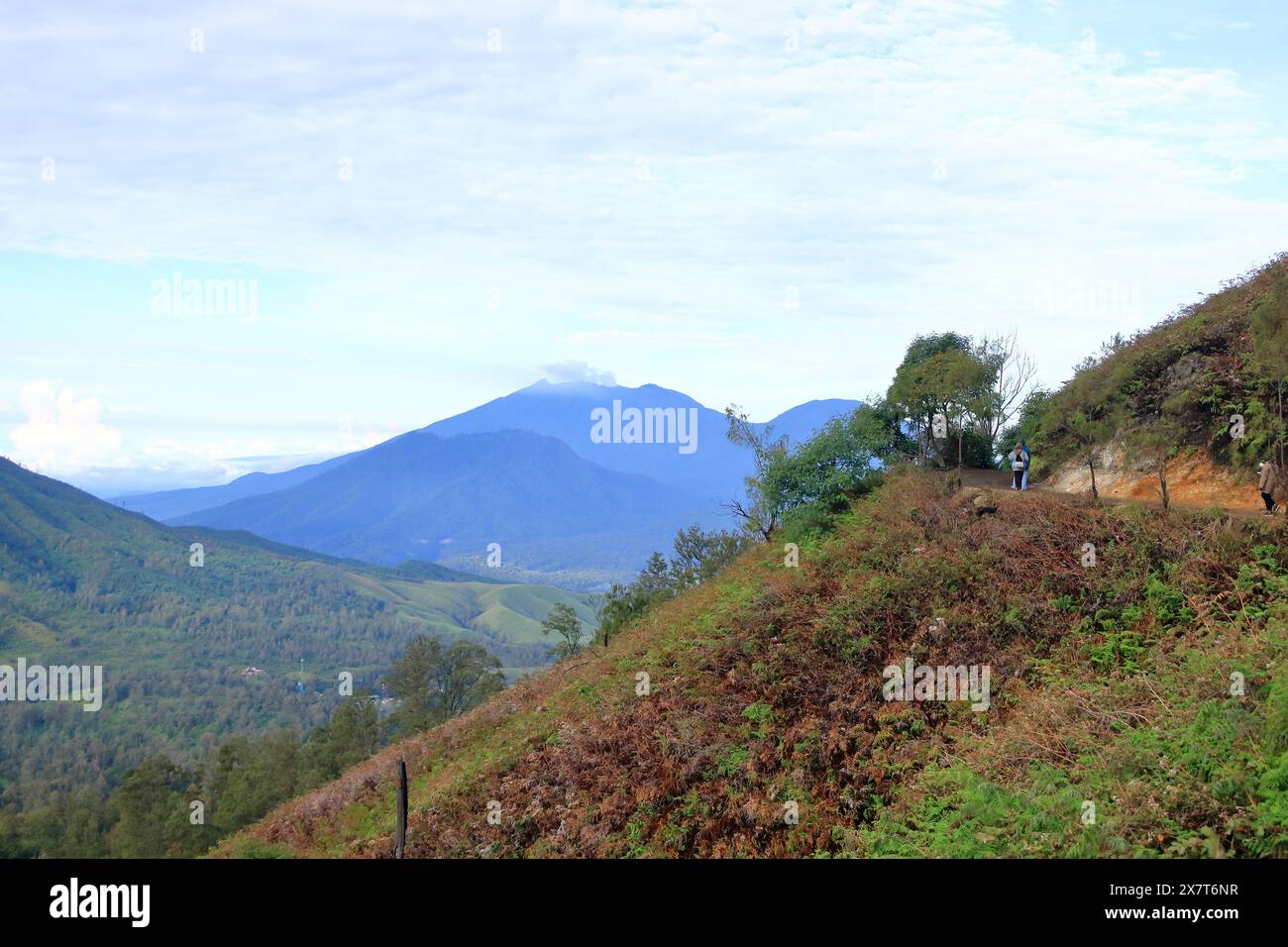 Stunning panoramic view of the Ijen Volcano Complex with mountains ...