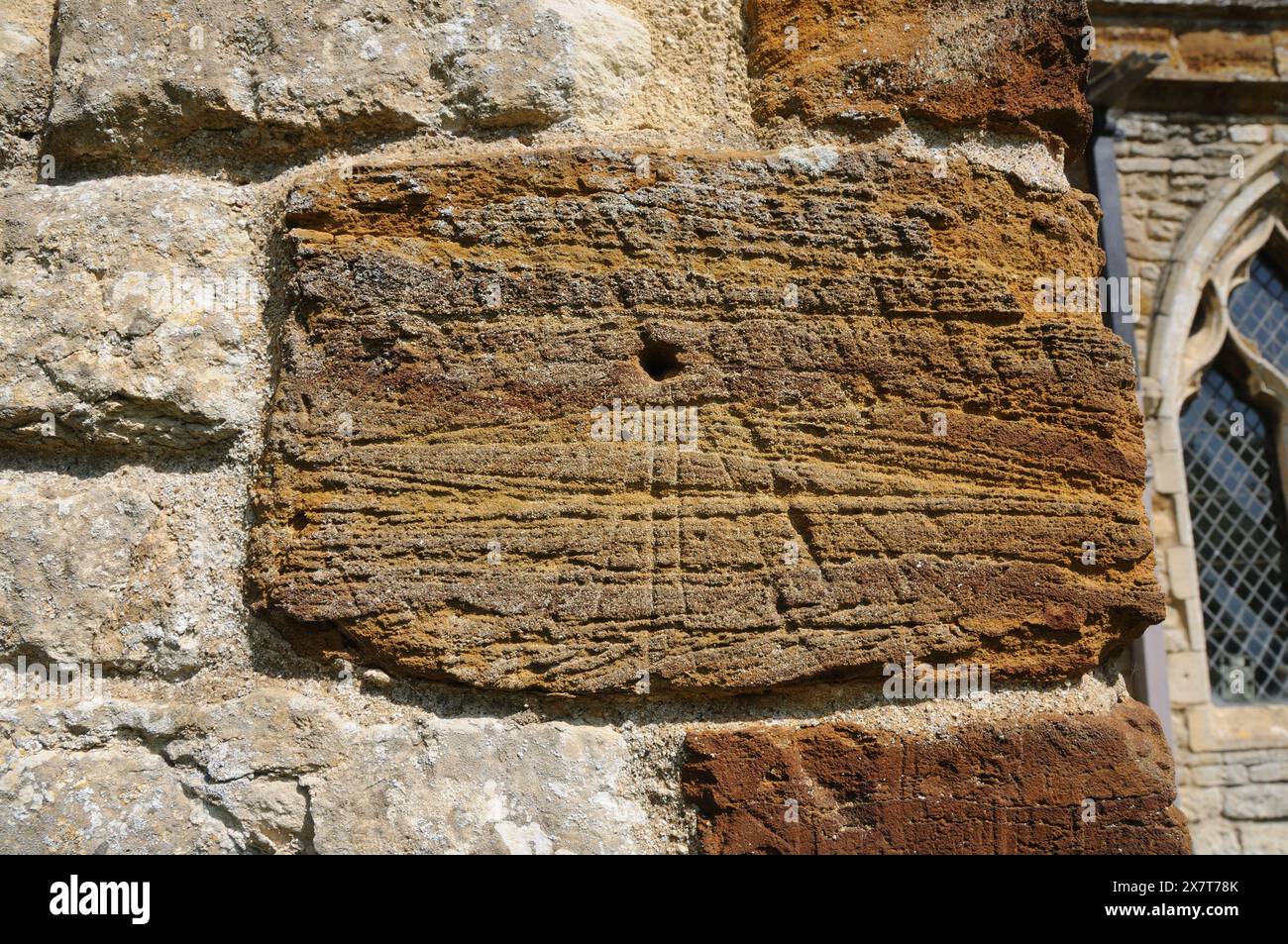 Scratch dial on porch of St Peter's Church, Cogenhoe, Northamptonshire ...