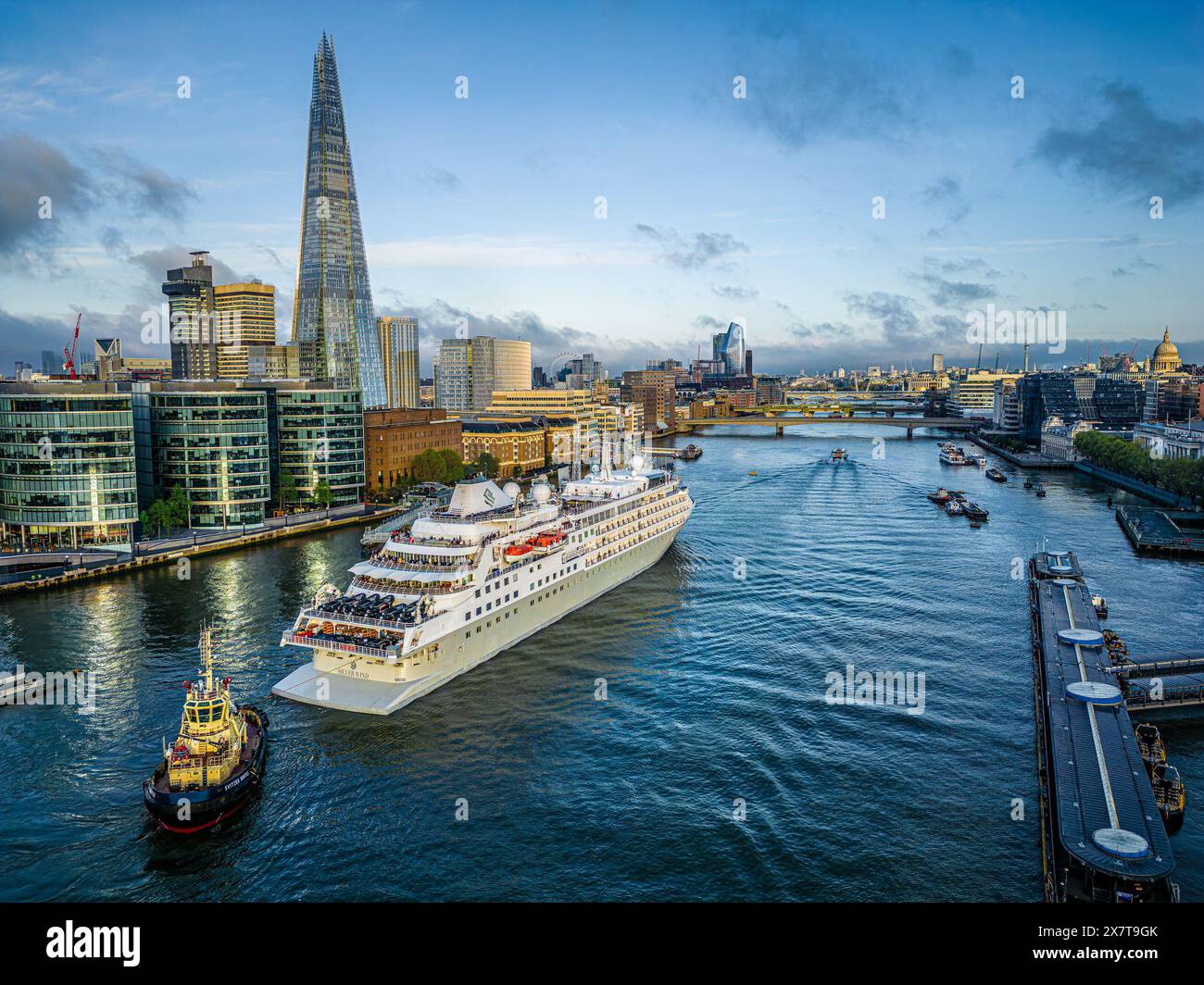 The Silver Wind cruise ship passes through Tower Bridge on the River ...