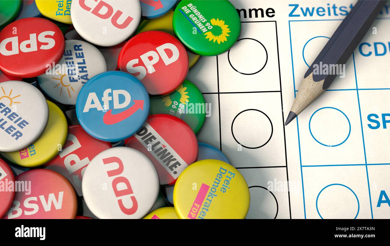 Parties in Germany for election - ballot paper with pen Stock Photo - Alamy
