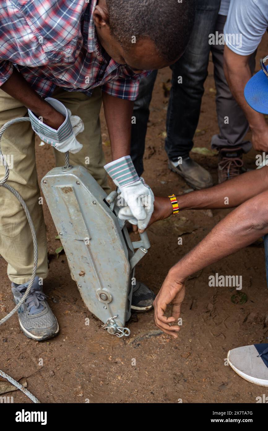 Recovery equipment for unstacking 4x4 vehicle out of muddy road, sand ...