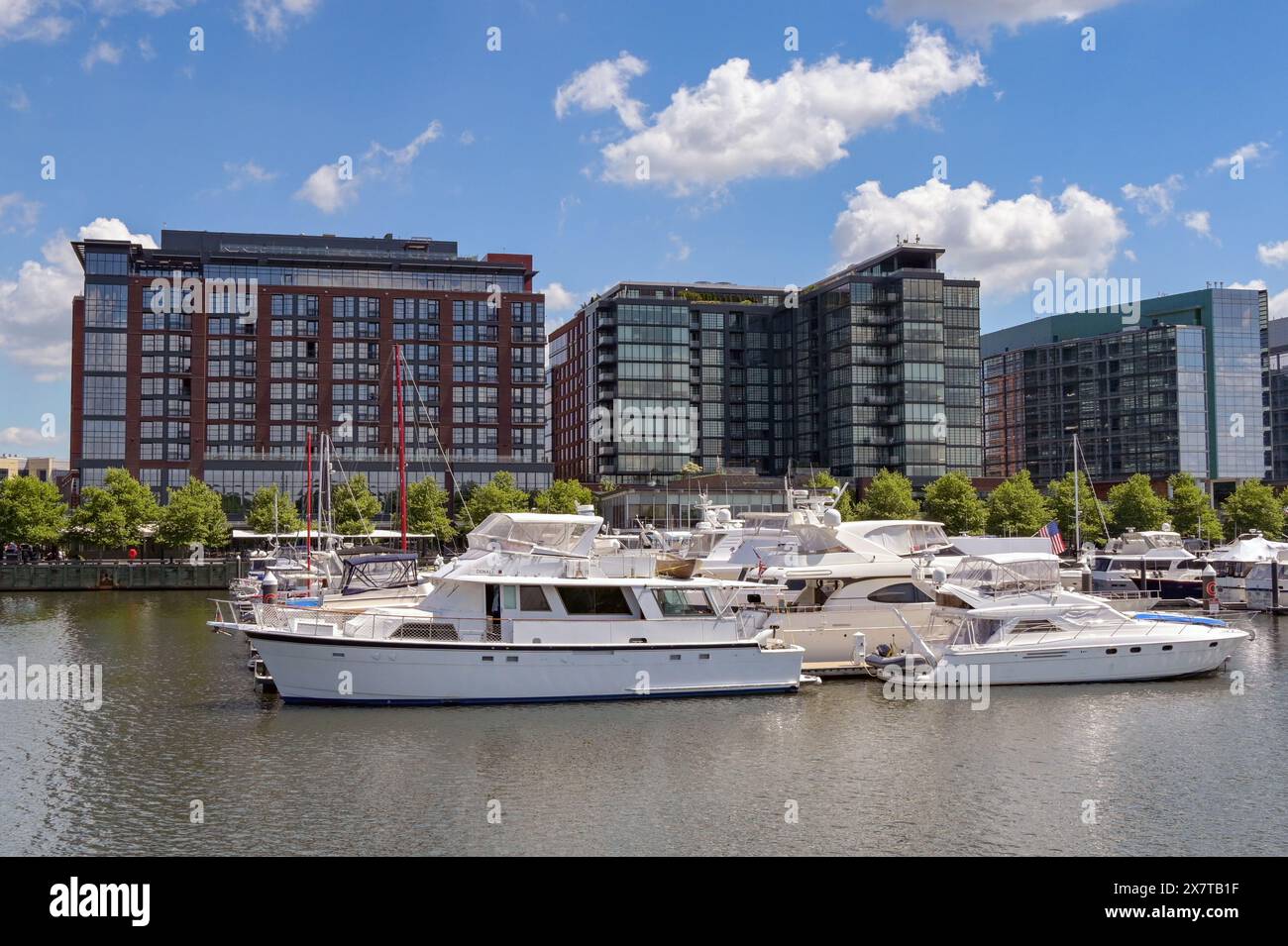 Washington DC, USA - 3 May 2024: Motorboats and yachts moored in the ...