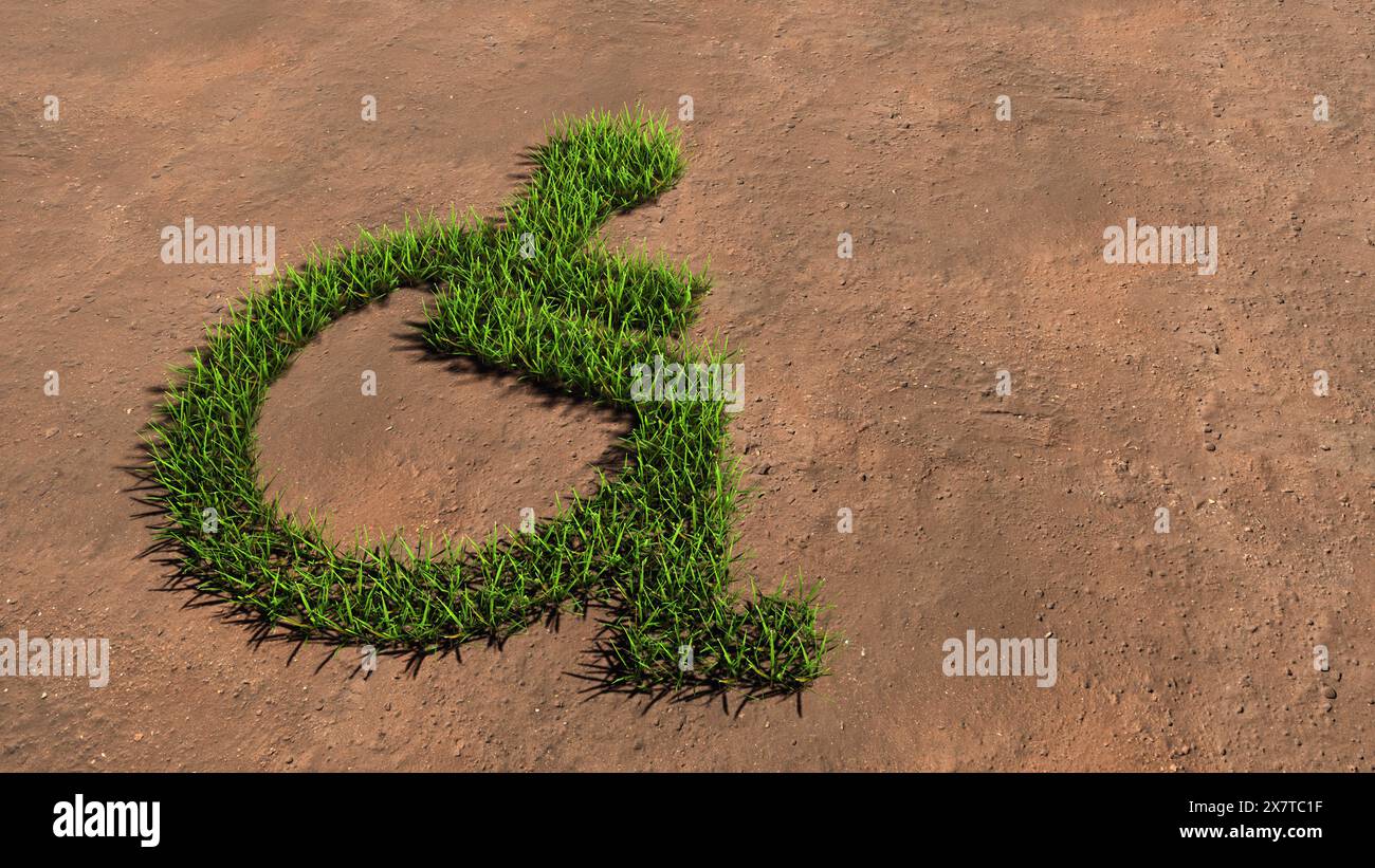 Conceptual green summer lawn grass symbol shape on brown soil or earth ...