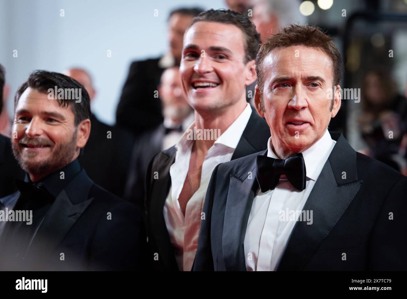 Justin Rosniak, Alexander Bertrand and Nicolas Cage attend "The Surfer ...