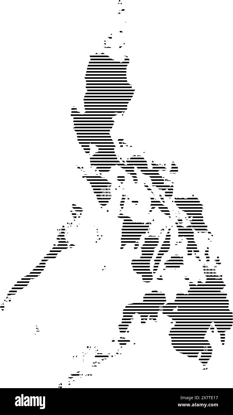 Philippines map silhouette Striped pattern map vector illustration ...