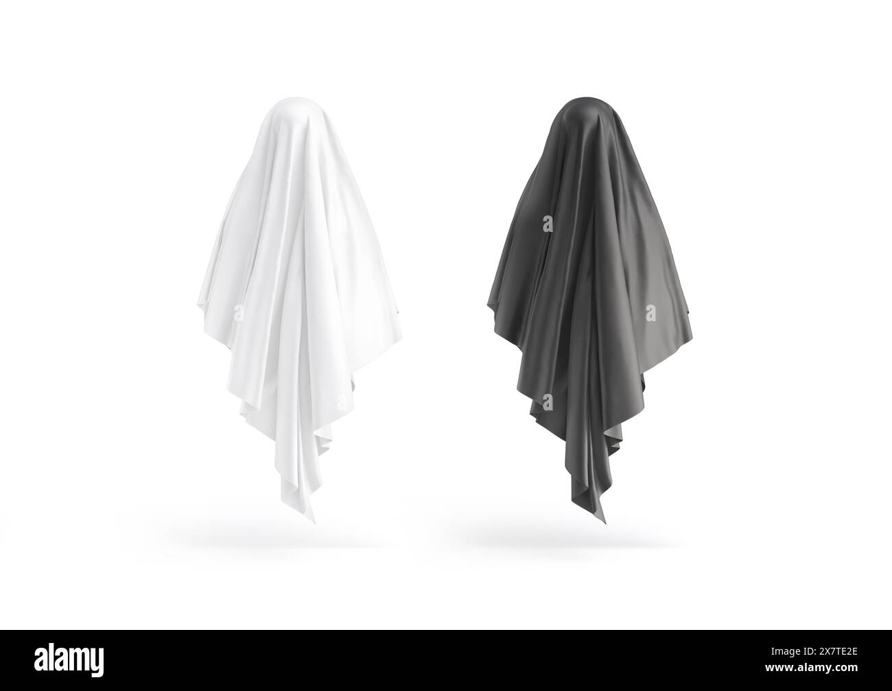 Blank black and white female khimar mockup, back view, 3d rendering ...