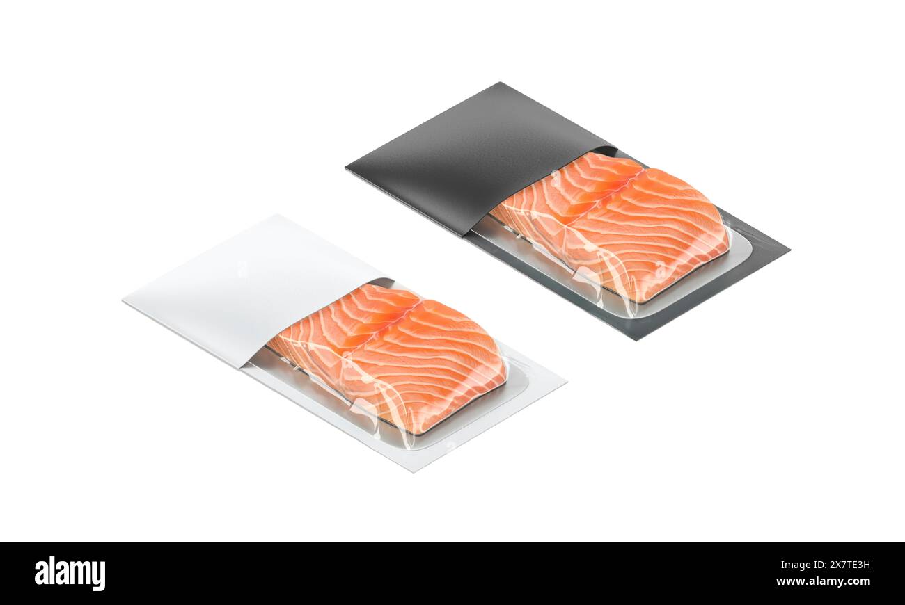 Salmon red fish steak package mockup set hi-res stock photography and ...