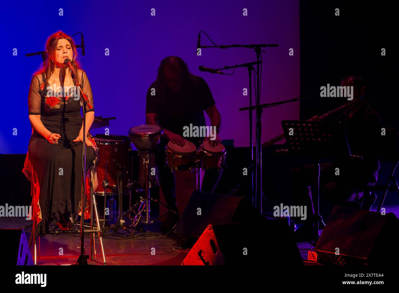 Agnes Jaoui, french actress and singer plays live in Brussels in 2016 ...