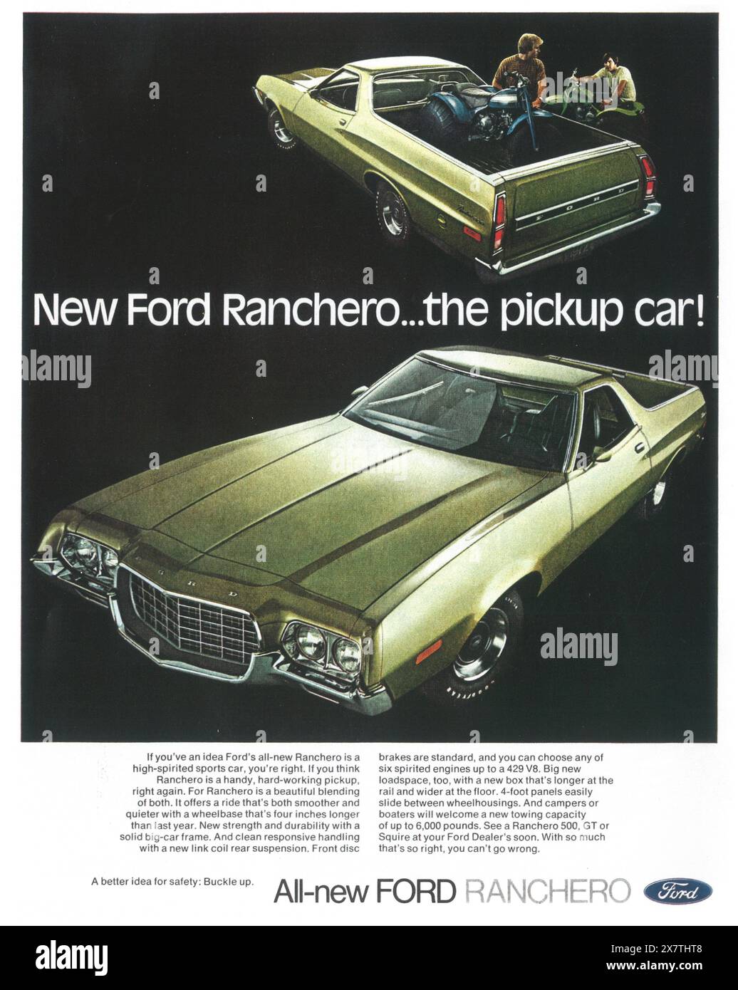 1972 FORD Ranchero Pickup Truck Car Ad Stock Photo - Alamy