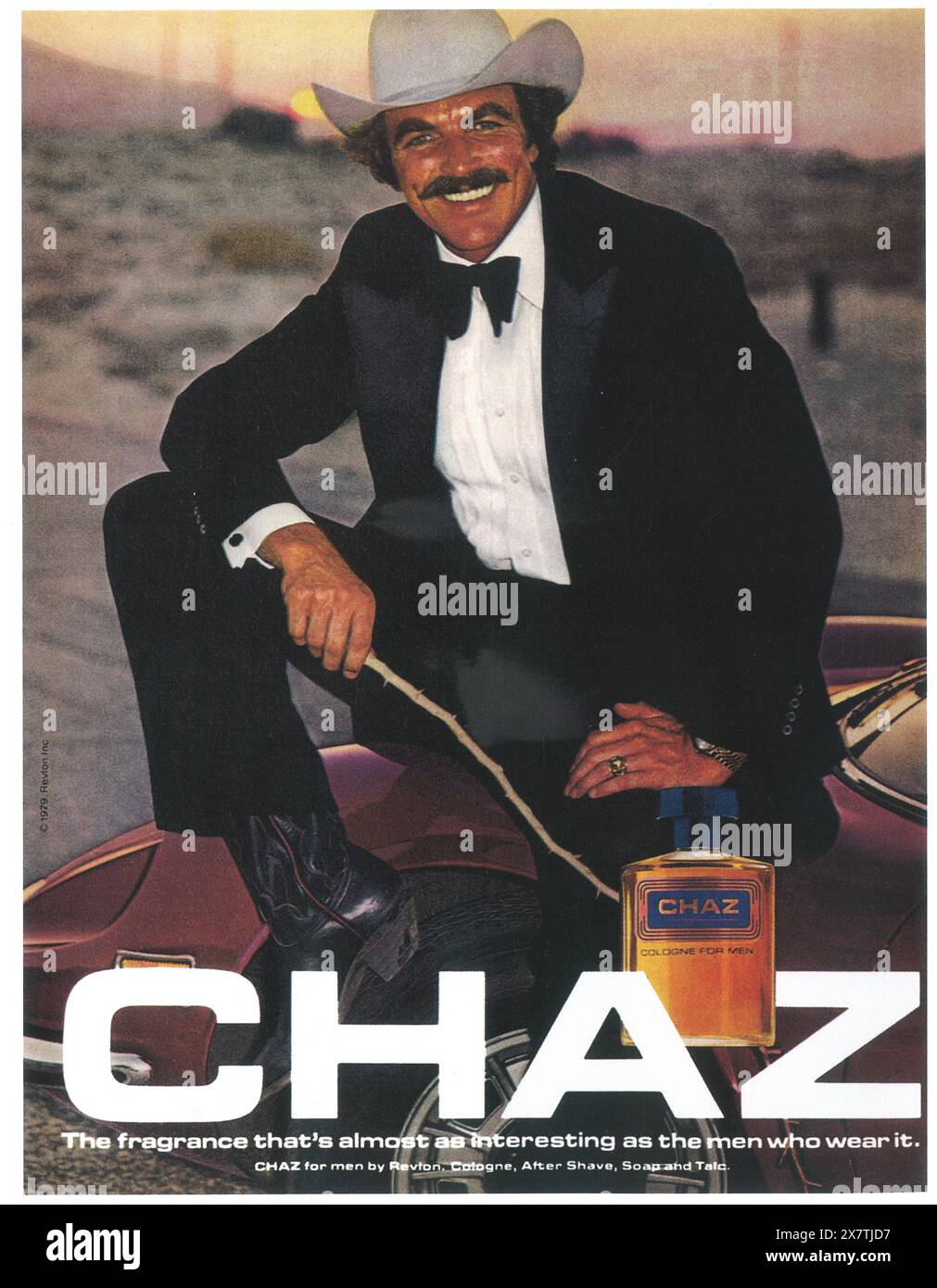 1979 CHAZ Cologne for men by Revlon Ad with Tom Selleck Stock Photo - Alamy