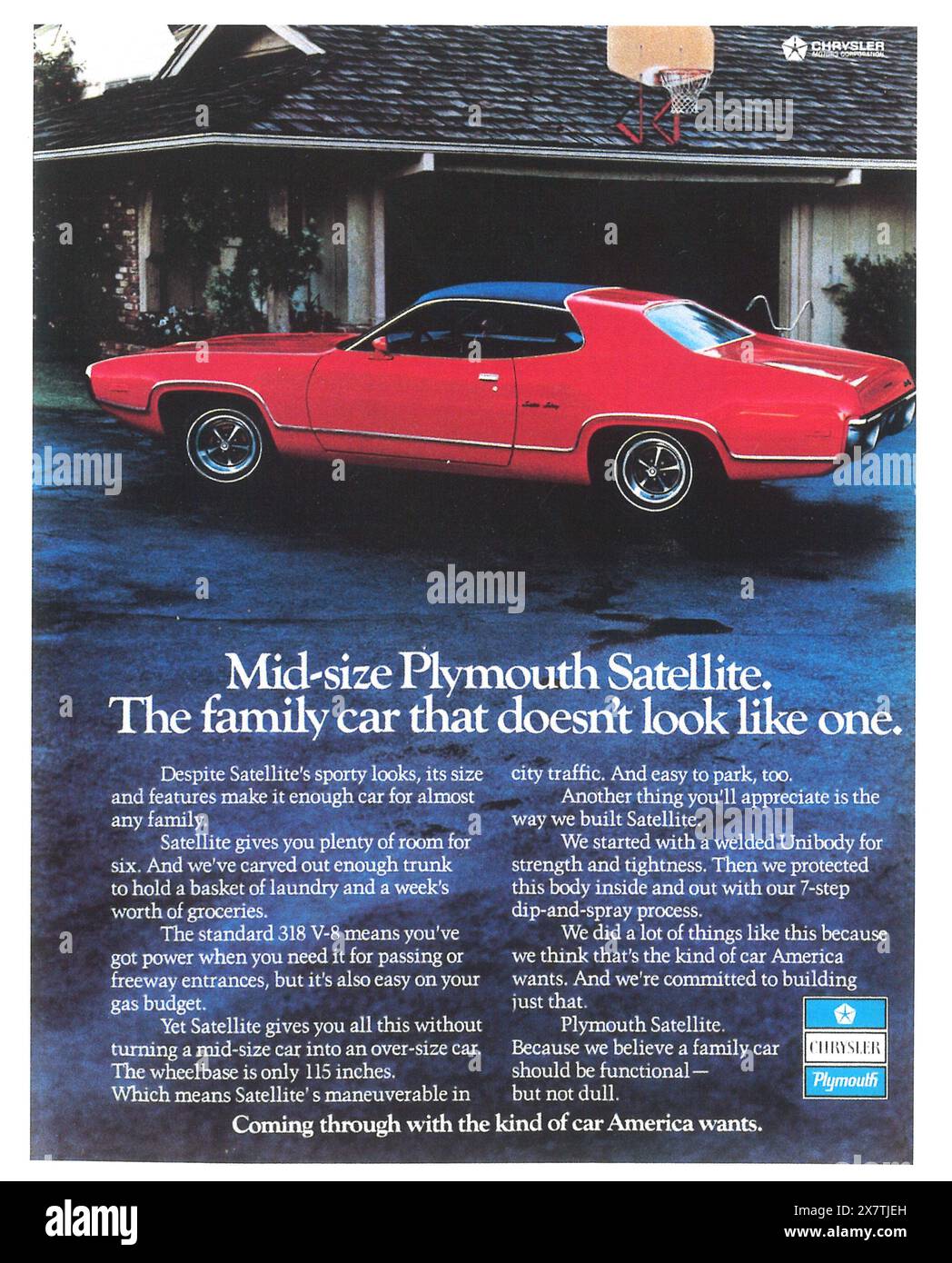 1972 Plymouth Satellite Red 2-door Coupe Ad Stock Photo - Alamy