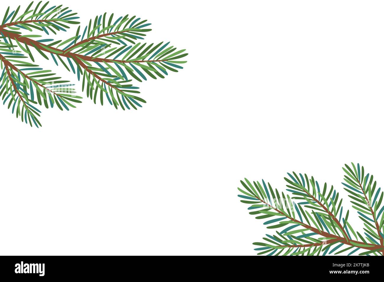 Christmas tree corner decoration. Fir tree branches. Pine, spruce ...