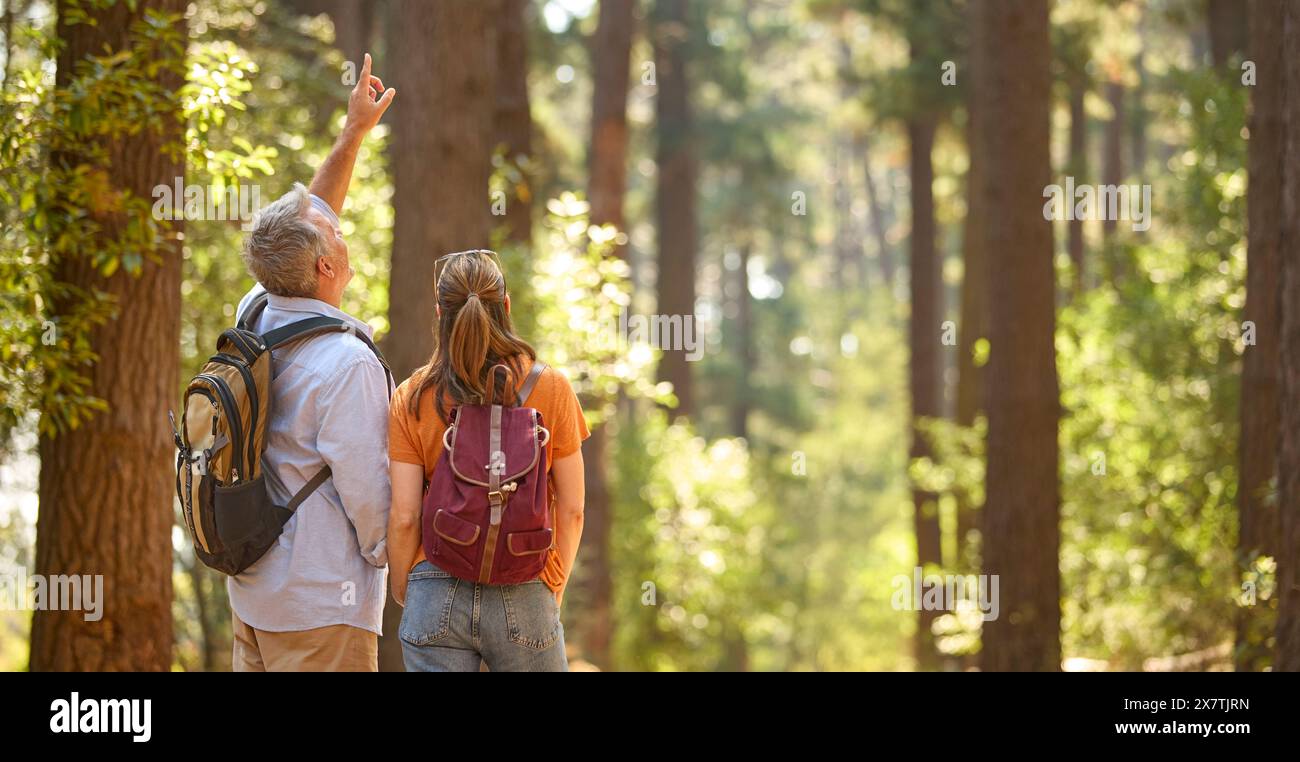 Rear View Of Senior Man Pointing As Retired Couple Hike Along Trail In ...