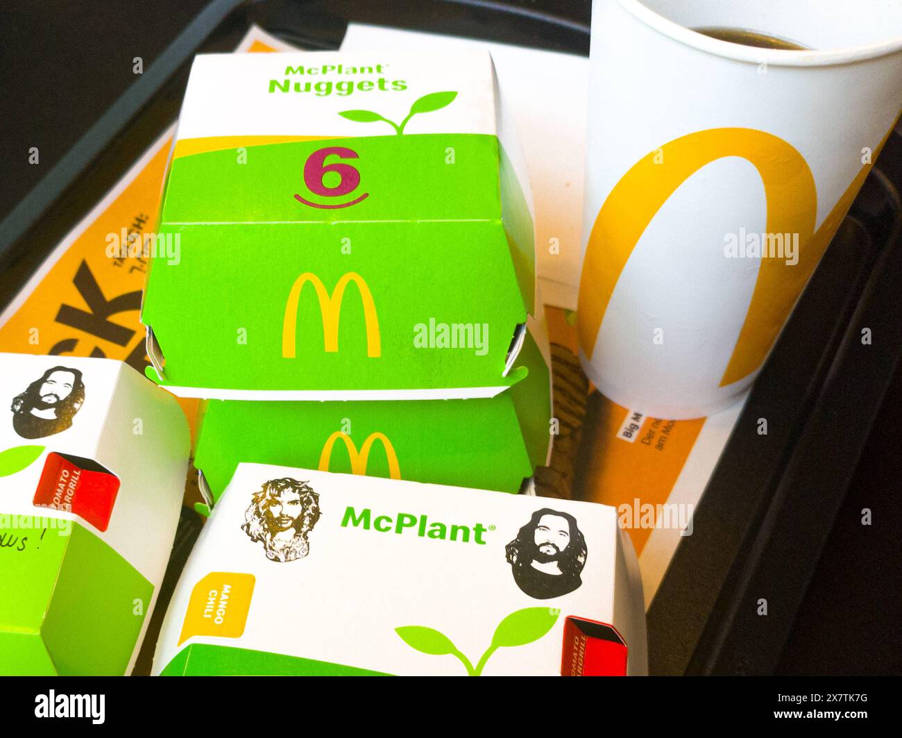 Germany, Bavaria 21 May 2024: McDonald s Bill and Tom Kaulitz menu with ...