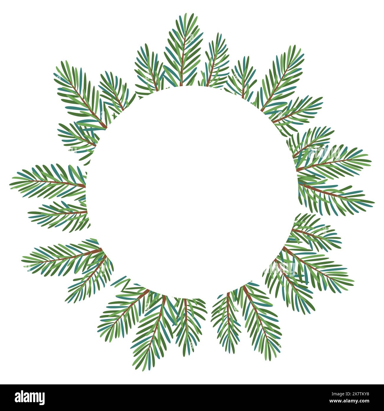 Christmas tree round frame for greeting card congratulations on new year, merry christmas ...