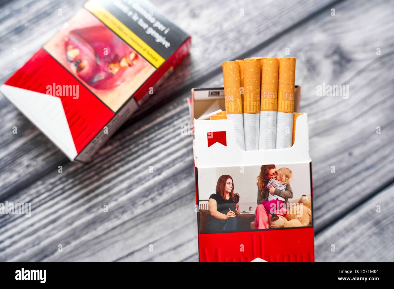 Germany, Bavaria 21 May 2024: Italian Marlboro cigarette pack on a ...