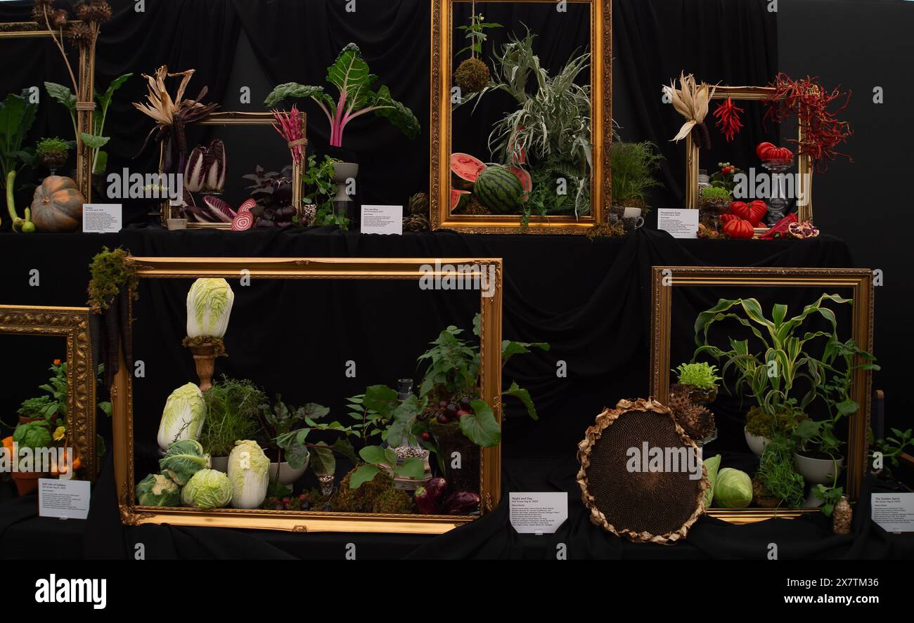London, UK. 20th May, 2024. The She Grows Veg display of vegetables on ...