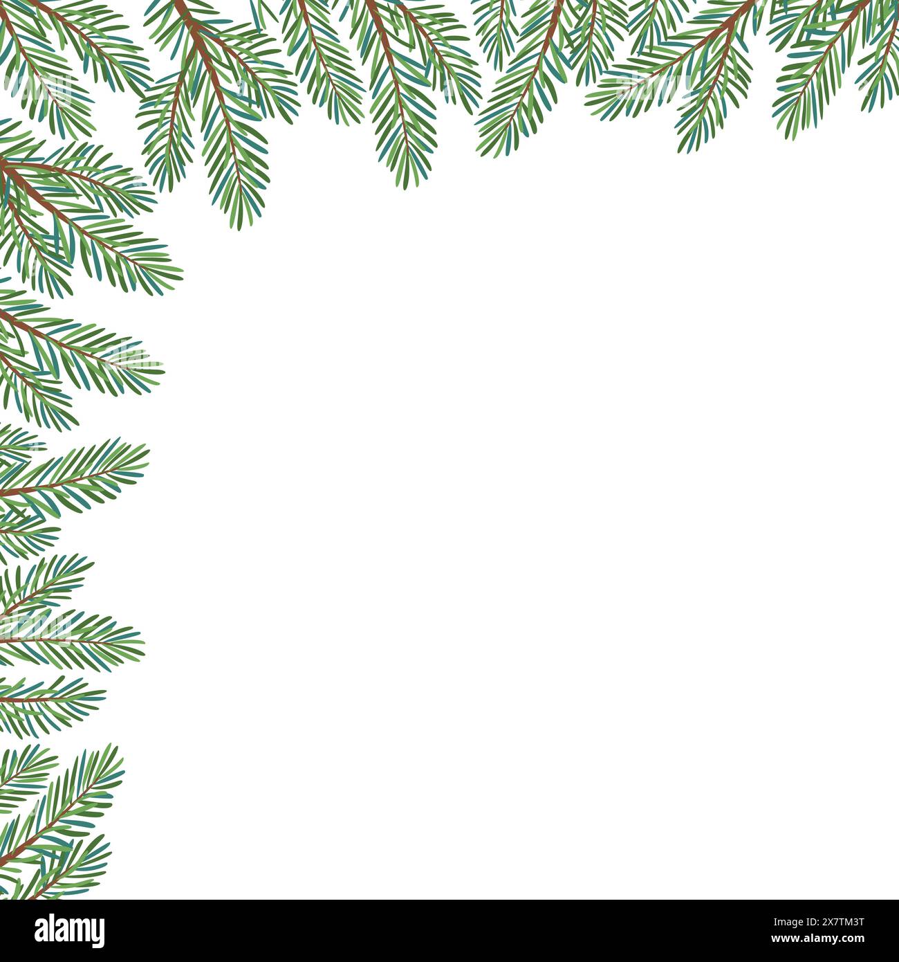 Christmas tree corner frame decoration. Fir tree branches. Pine, spruce ...