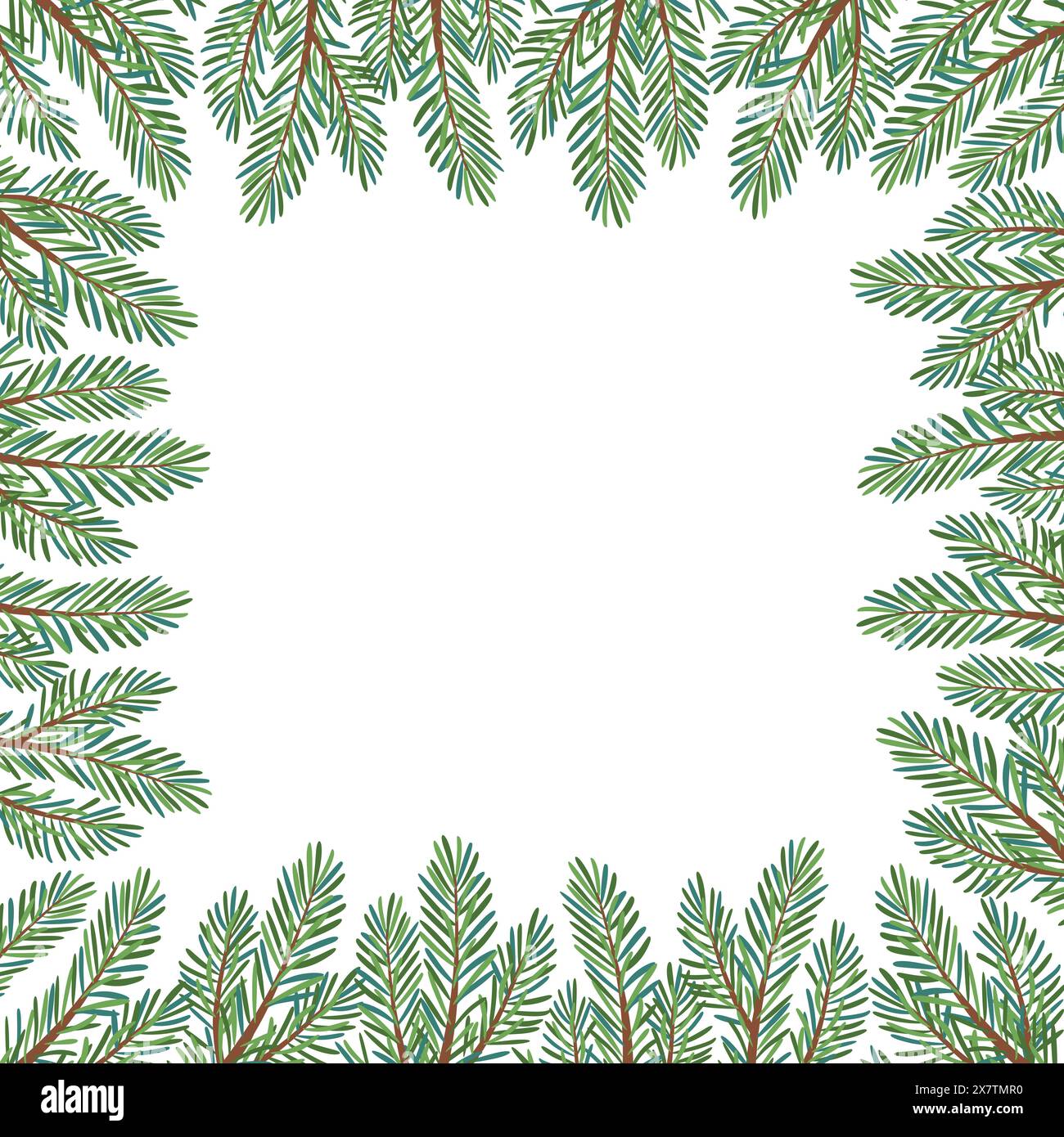Christmas tree square frame for greeting card congratulations on new year, merry christmas ...