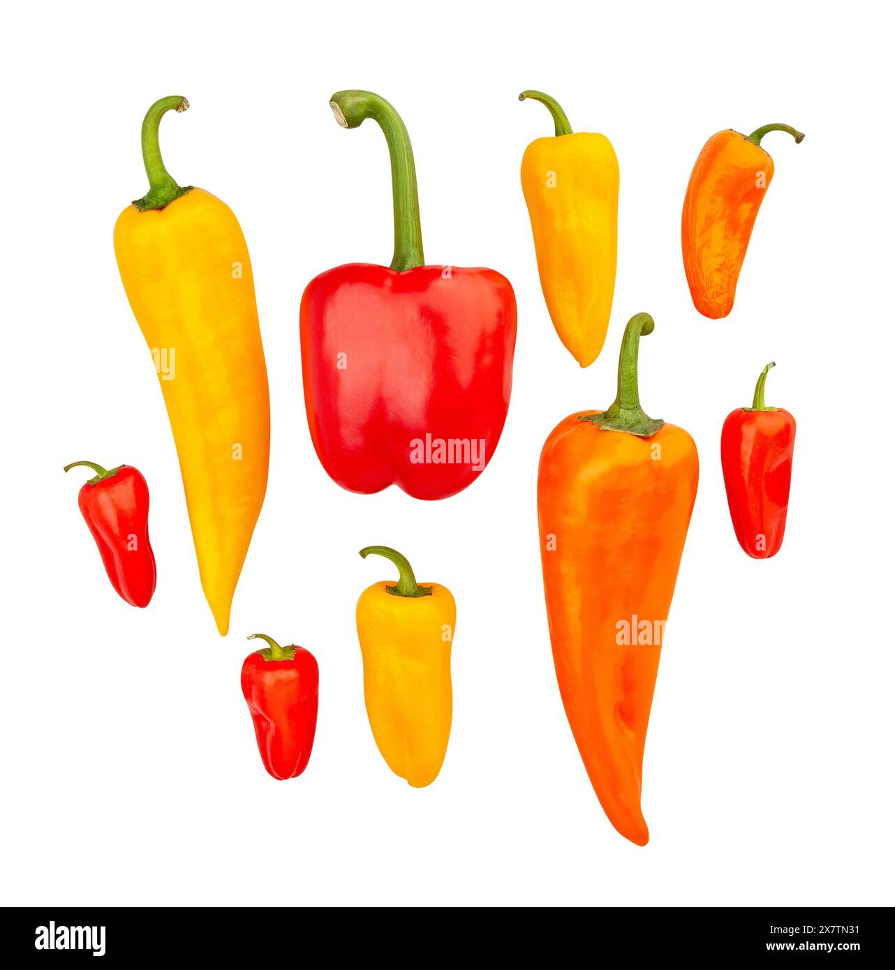 sweet peppers mix path isolated on white Stock Photo - Alamy