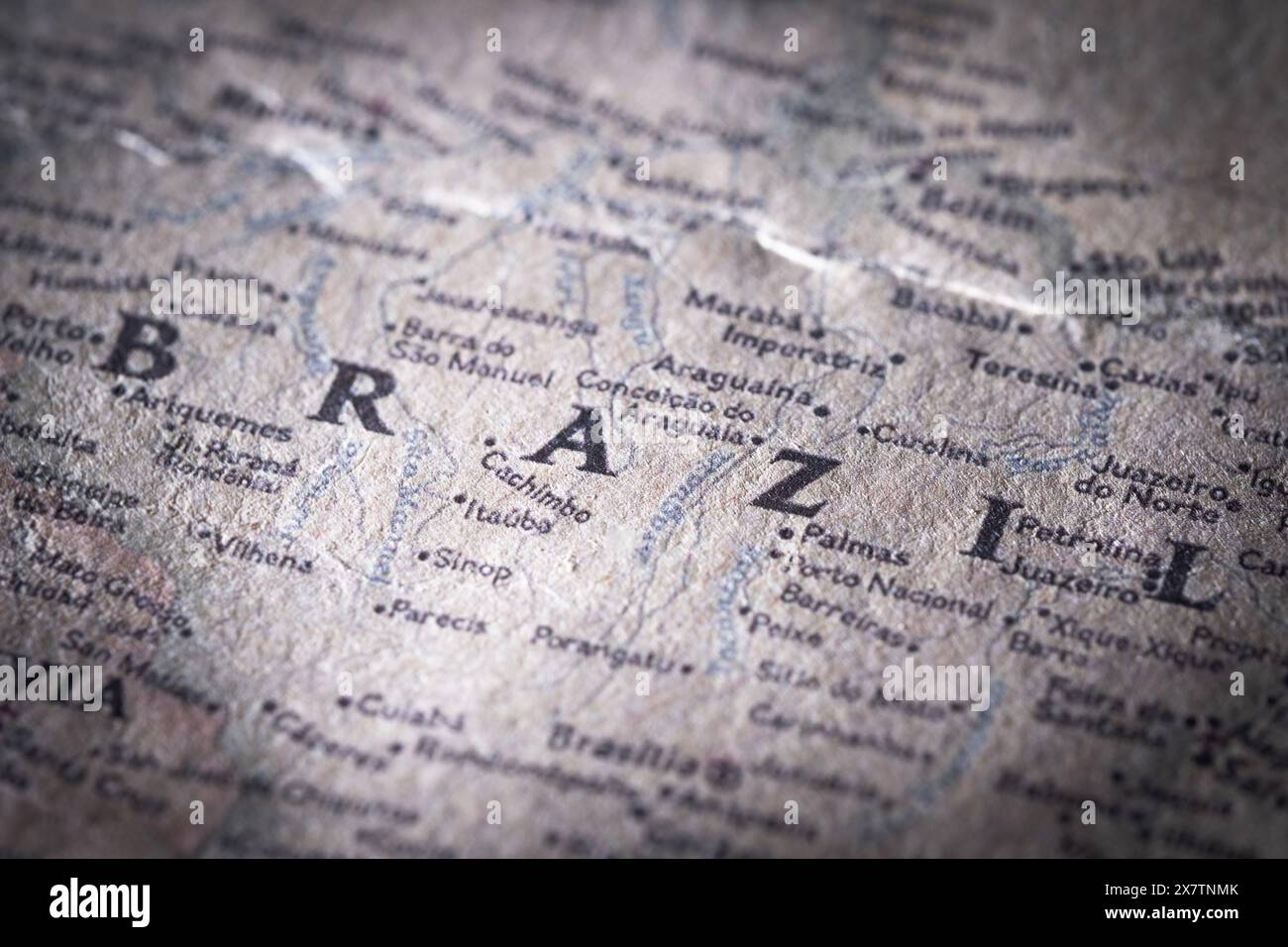 Closeup name country, Brazil on world map Stock Photo - Alamy