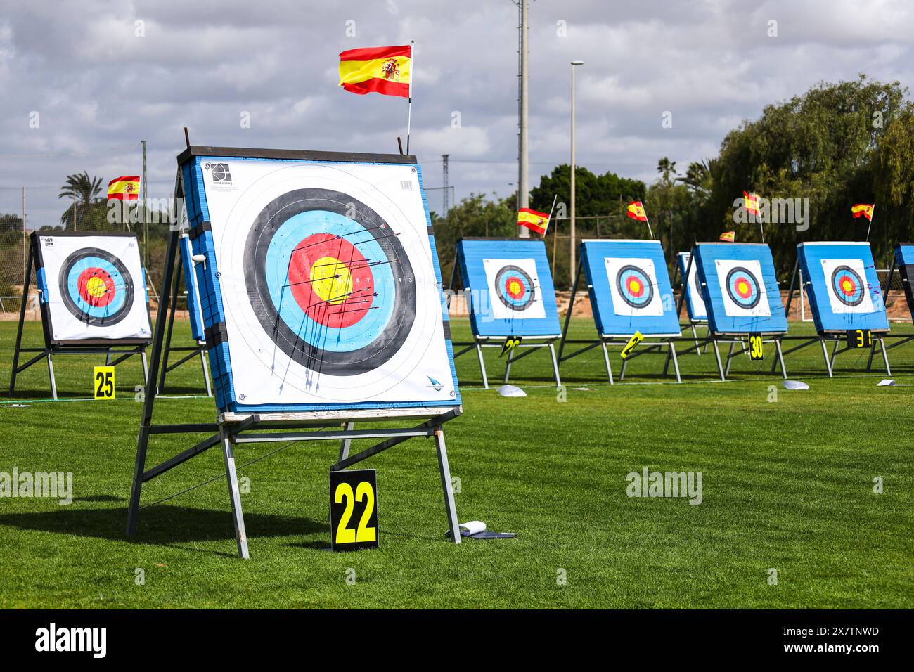Alicante, Spain- April 8, 2024: Shooting targets in a row in an Outdoor ...