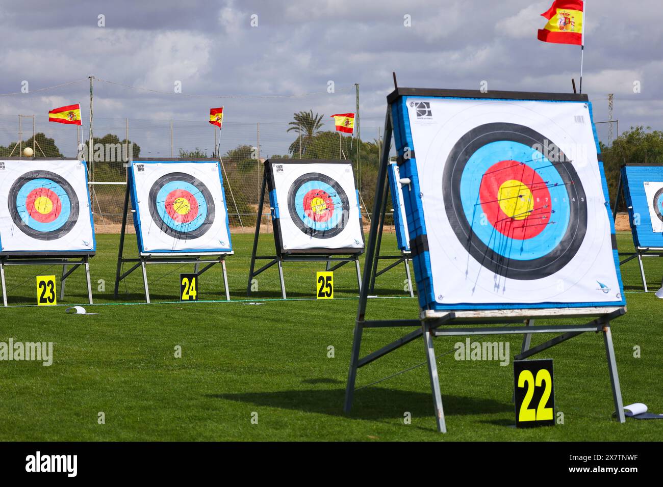 Alicante, Spain- April 8, 2024: Shooting targets in a row in an Outdoor ...