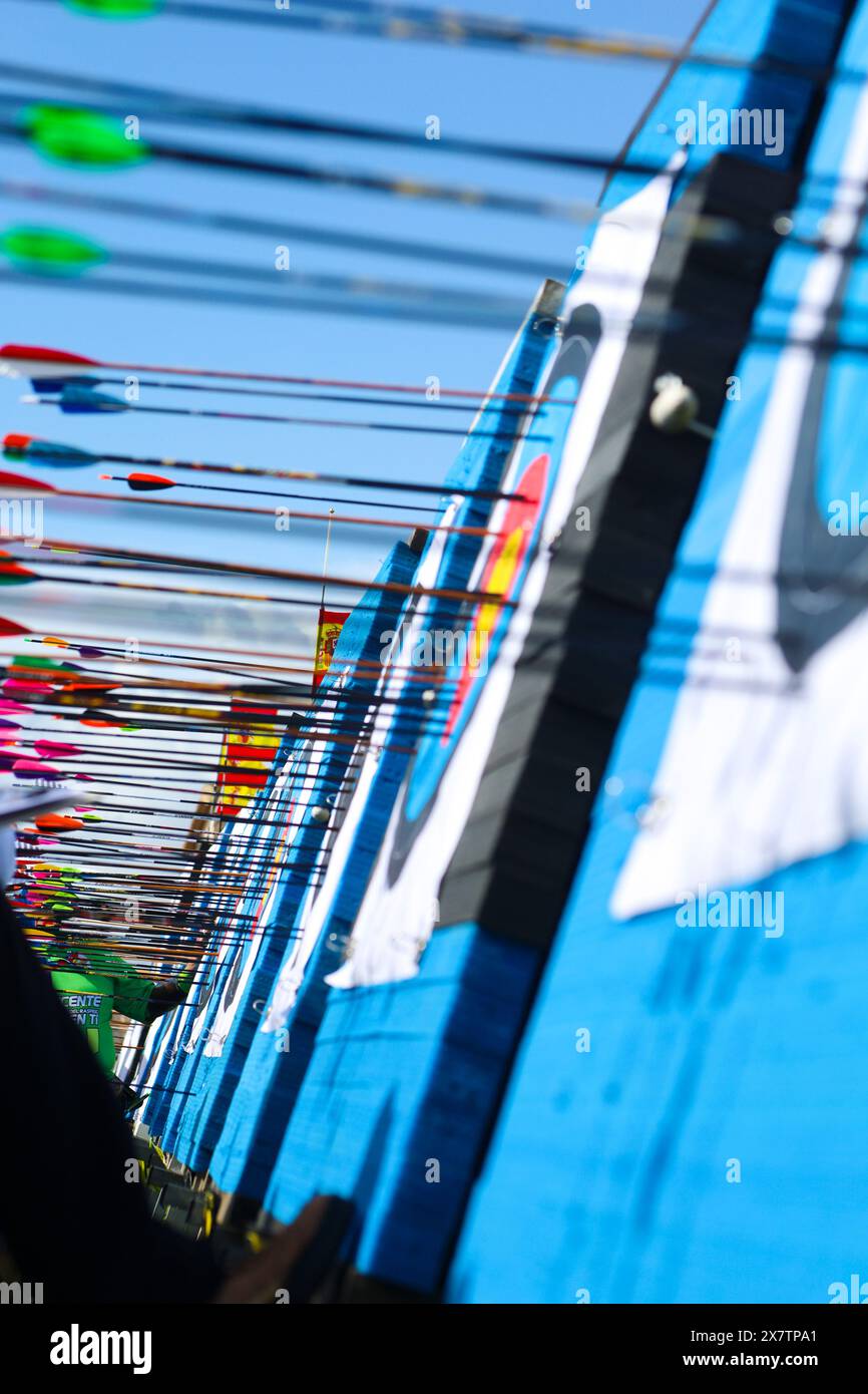 Alicante, Spain- April 8, 2024: Shooting targets in a row in an Outdoor ...