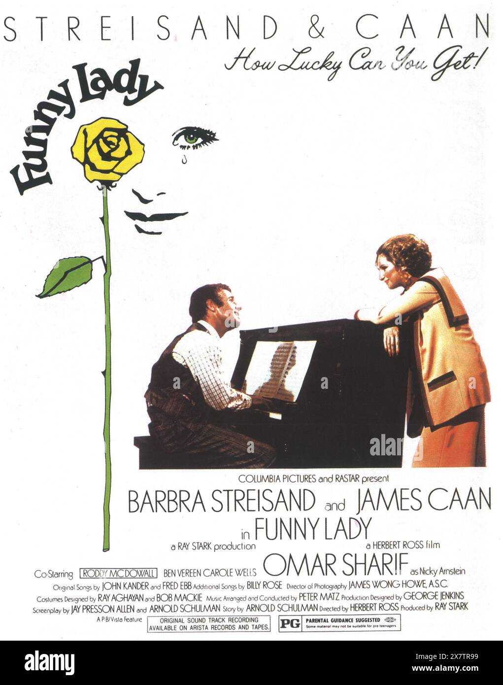1975 Funny Lady movie poster, with James Caan, Barbra Streisand, dir ...
