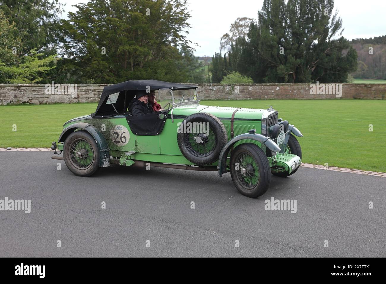 A 1934 Talbot AV105 arrives at Rose Castle in Dalston, Cumbria. The car ...