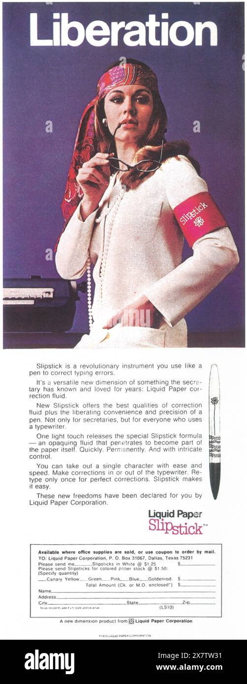 1970 Liquid Paper SlipStick ad Stock Photo - Alamy