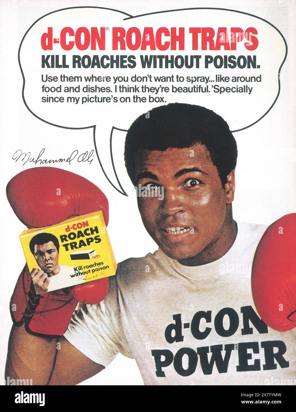 1979 D-con roach traps ad with Muhammad Ali - "Kill roaches without ...