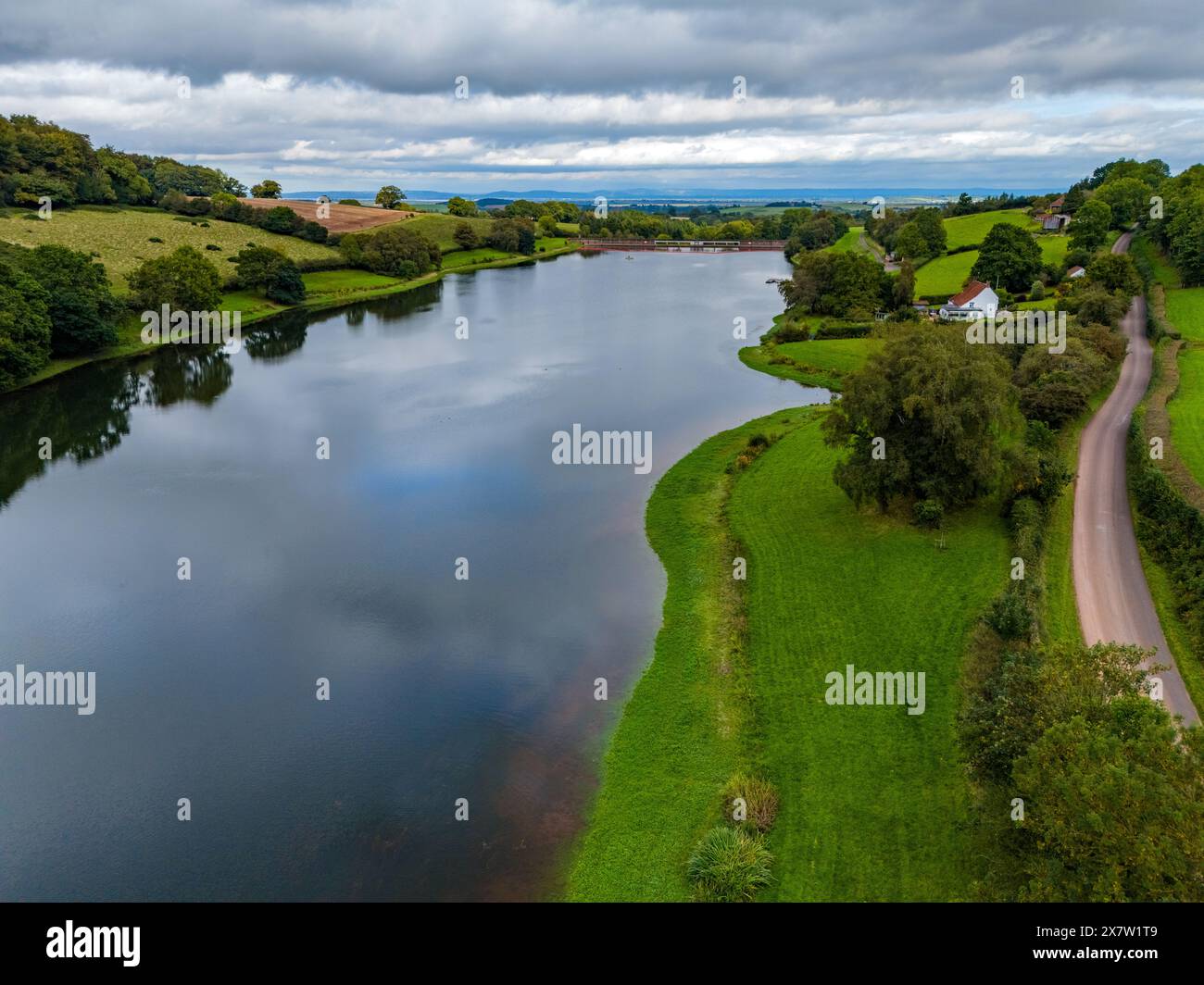 Hawkridge Reservoir as seen from a drone Stock Photo - Alamy