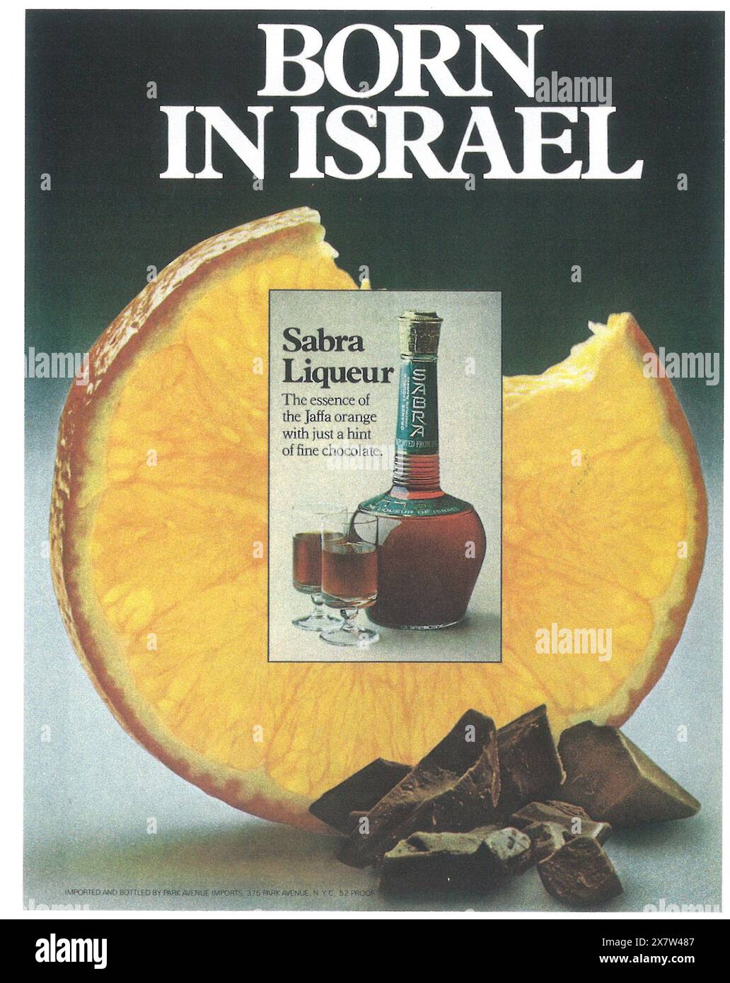 1977 Sabra Liquor ad - Born in Israel - Jaffa orange Stock Photo - Alamy