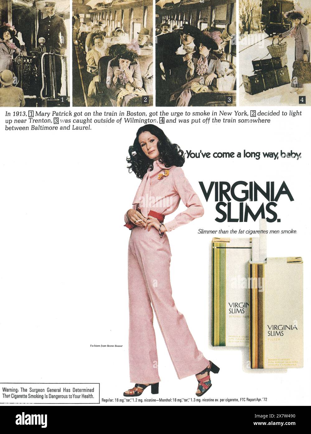 1977 Virginia Slims cigarettes ad - "You've come a long way baby Stock ...