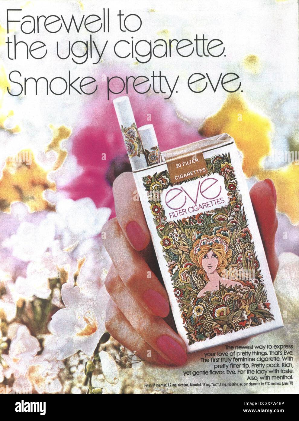 1971 Eve cigarettes ad - Smoke pretty eve Stock Photo - Alamy